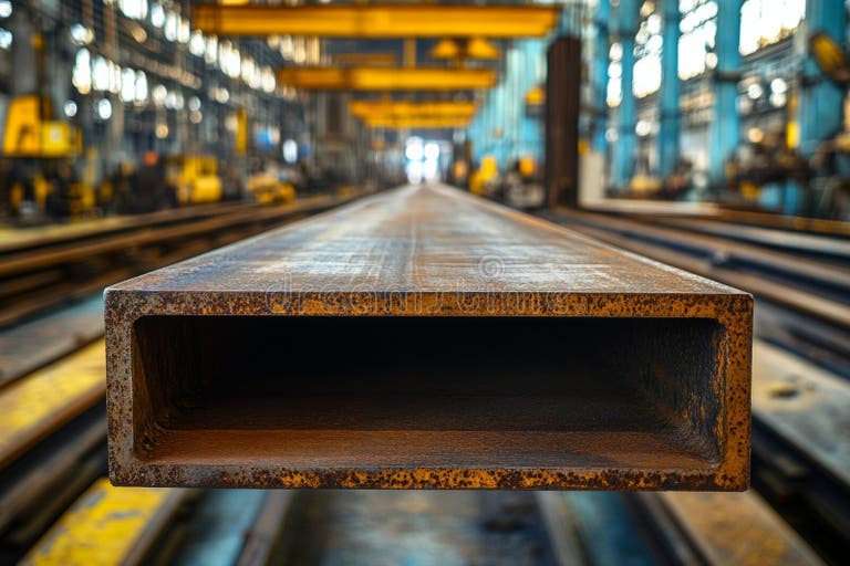 Close-up of Rusty Rectangular Metal Profile Showing Heavy Industry ...