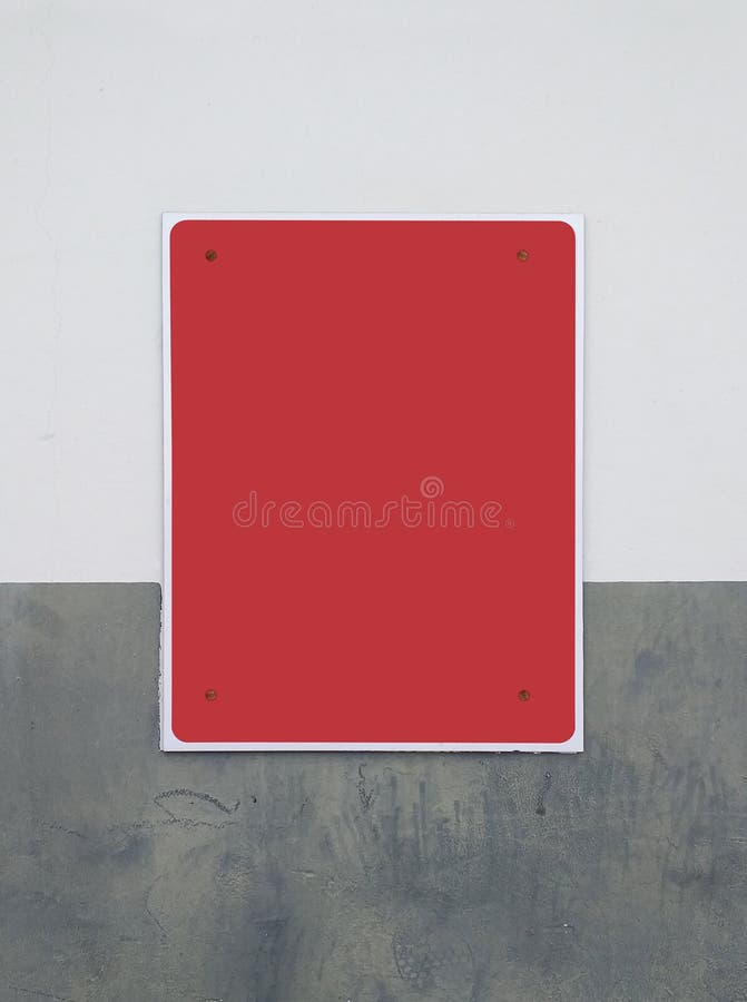 Close-up of Rusty Rectangular Metallic Red Plate on White and Gray Wall ...