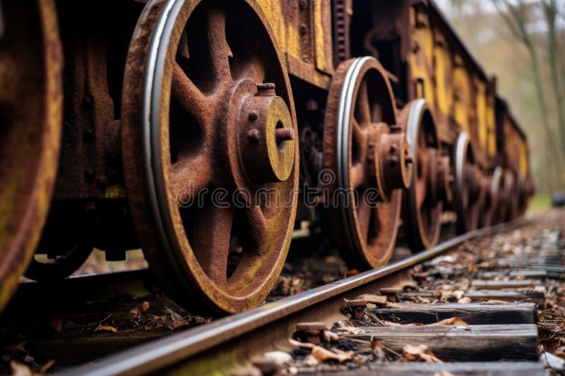 Close-up of Rusty Train Wheels Off the Tracks Stock Illustration ...