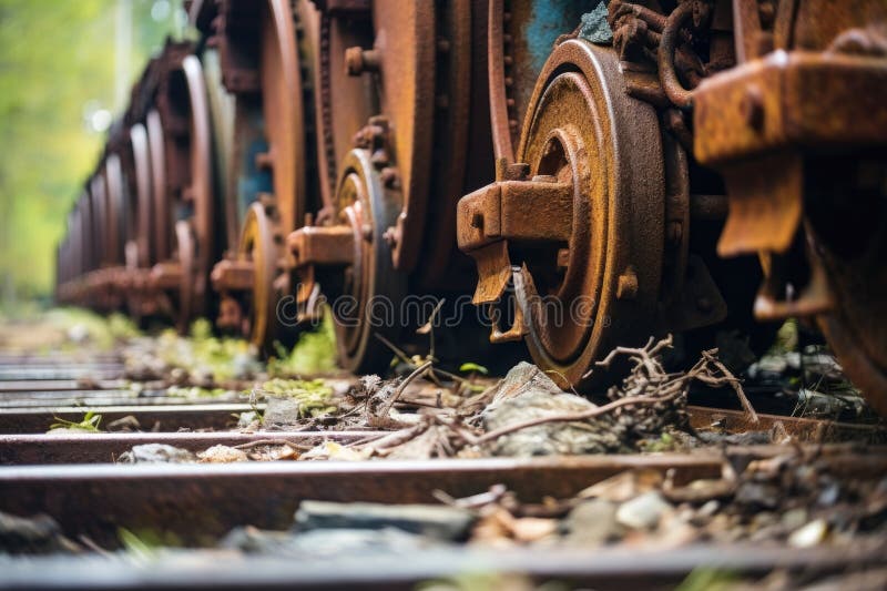 Close-up of Rusty Train Wheels Off the Tracks Stock Illustration ...