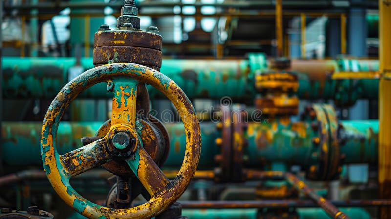 A Close Up of a Rusty Valve and Pipe Stock Image - Image of wheel ...