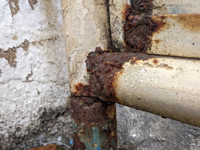 A Close Up of Rusty White Iron Railings Stock Image - Image of ...