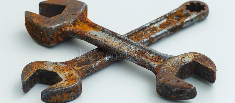 Close Up of Rusty Wrench on White Surface Stock Image - Image of ...