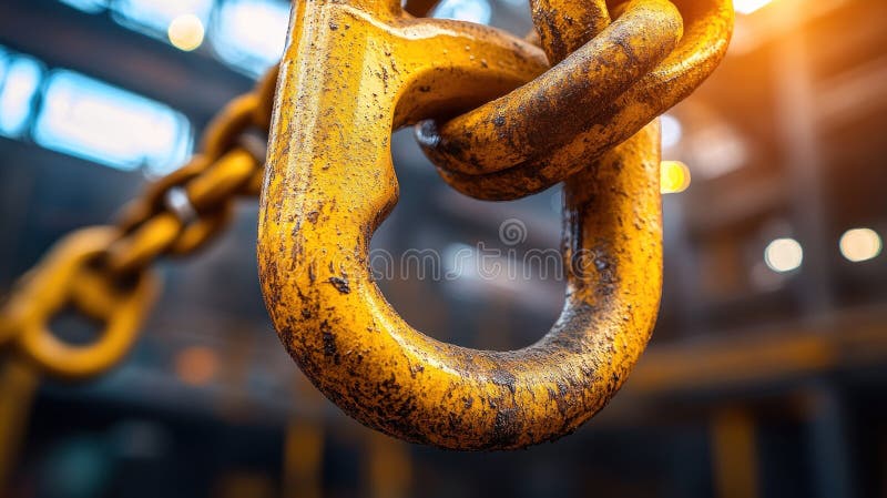 Close-up of a Rusty Yellow Chain Link Stock Illustration - Illustration ...