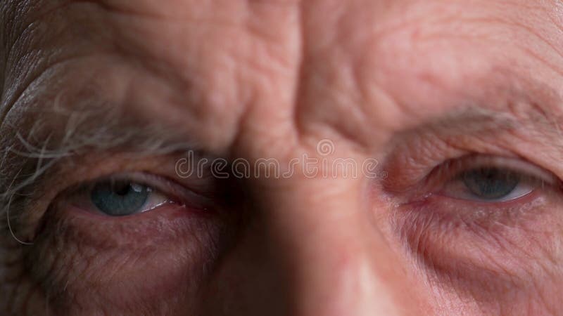 Close-up Sad Elderly Man Suffering from Poor Eyesight Problem before ...