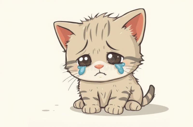A Close Up of a Sad Kitten at 17-1-2025 Stock Illustration ...