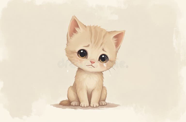 A Close Up of a Sad Kitten at 17-1-2025 Stock Illustration ...