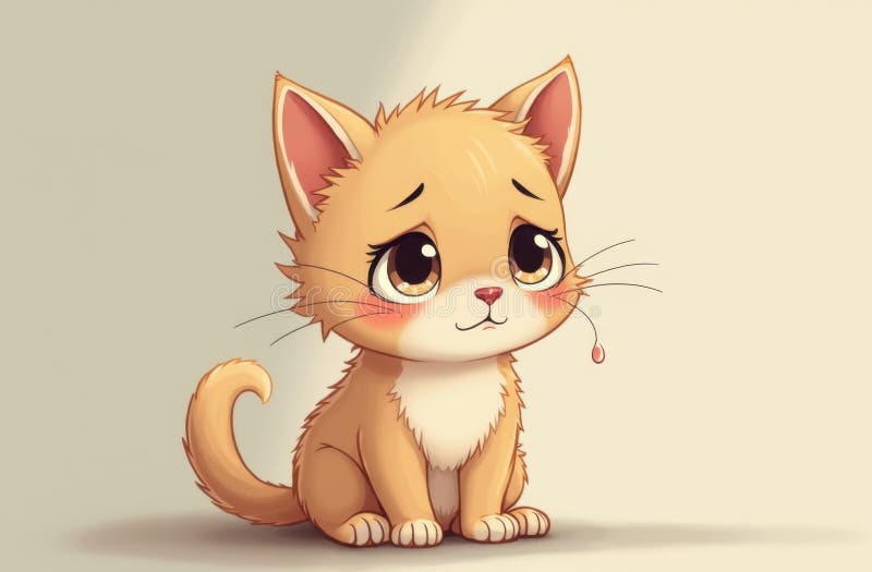 A Close Up of a Sad Kitten at 17-1-2025 Stock Illustration ...