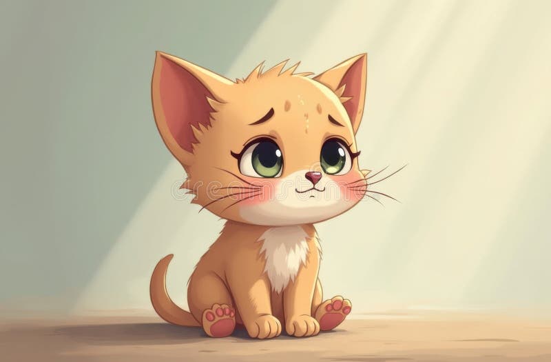 A Close Up of a Sad Kitten at 17-1-2025 Stock Illustration ...