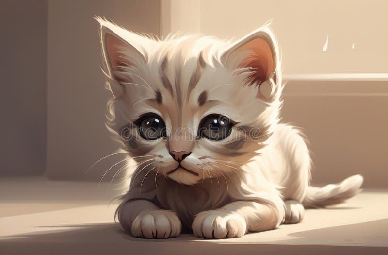 A Close Up of a Sad Kitten at 17-1-2025 Stock Illustration ...