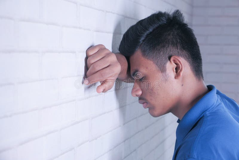 Close Up of Sad Man Covering Face with Hand. Stock Photo - Image of ...