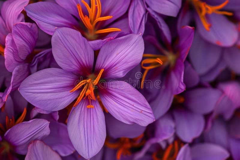 Close-up of Saffron with Purple Flower Stock Illustration ...