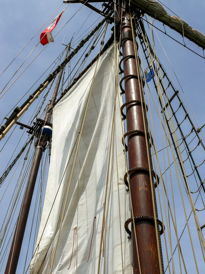 Close-up of sail and mast stock photo. Image of vessel - 49629620