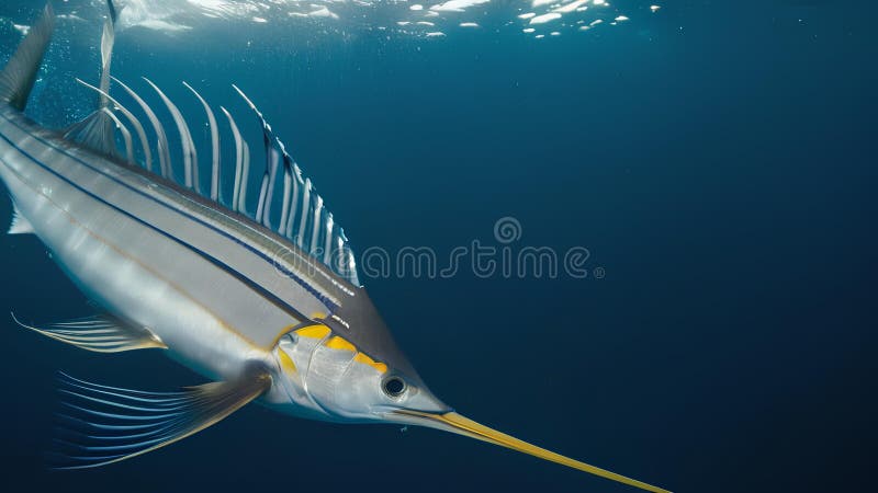 Close Up of Sailfish Swimming Underwater Sea Stock Illustration ...