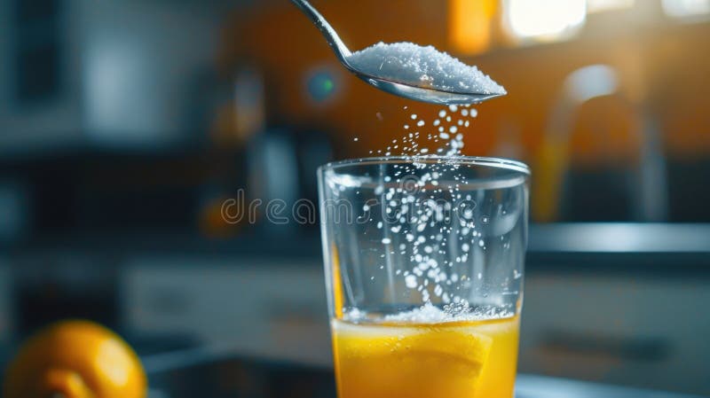 Close-Up of Salt Being Poured into Homemade Electrolyte Drink Stock ...
