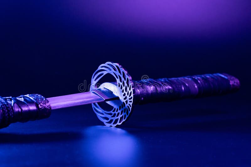 Neon Katana Glowing Samurai Sword Stock Photos - Free & Royalty-Free ...