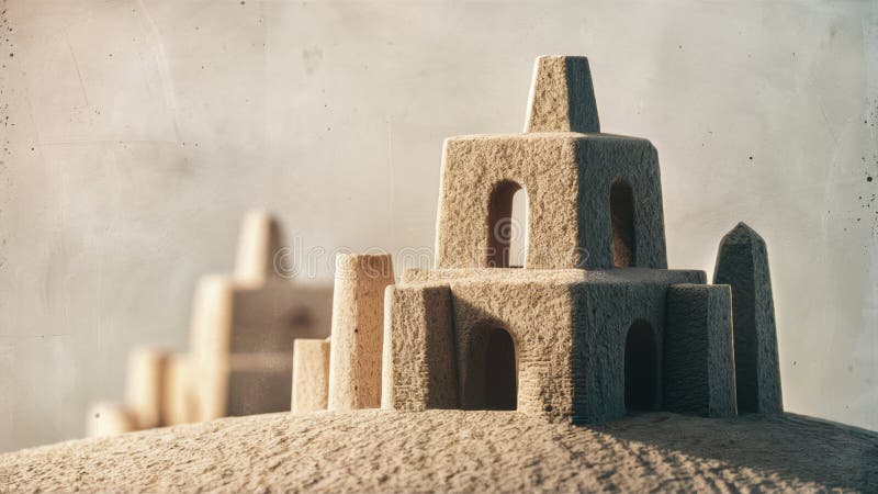 A Close Up of a Sand Castle with Some Towers on it, AI Stock Image ...