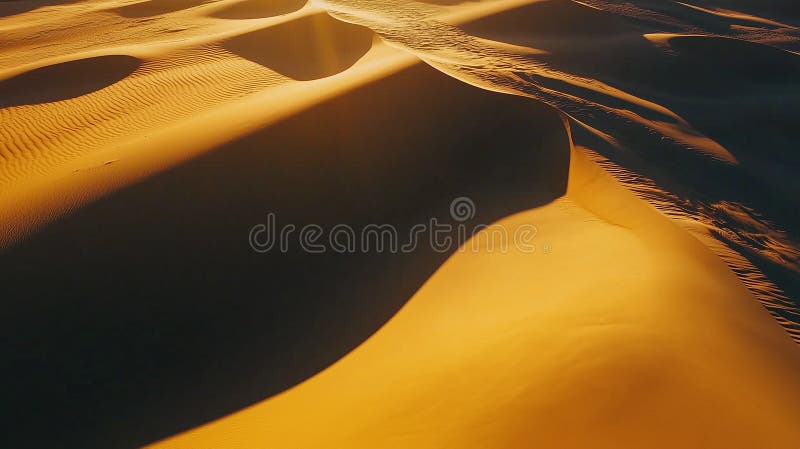 Close-Up of Sand Dune Patterns and Shadows Under Warm Sunset Light ...