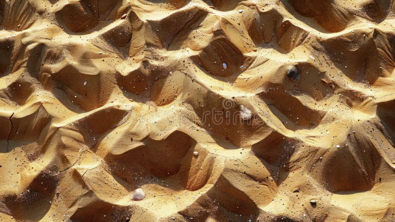 Close-up of Sand Dunes with Intricate Patterns and Small Shells Stock ...