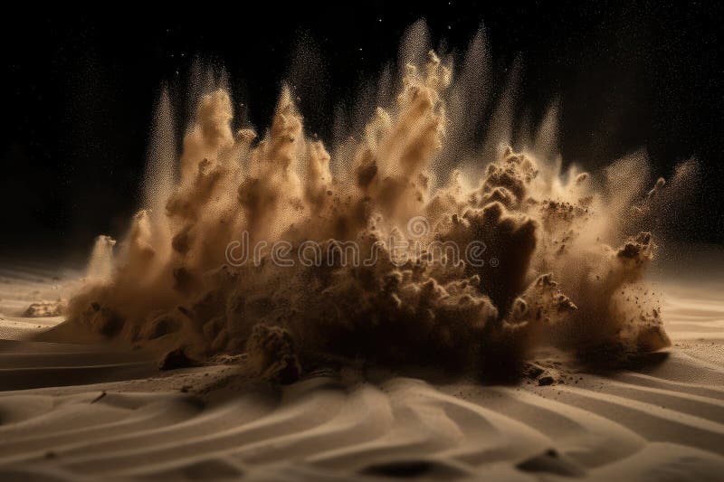 Close-up of Sand Explosion, with Grains Flying in Every Direction Stock ...