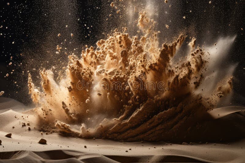 Close-up of Sand Explosion, with Grains Flying in Every Direction Stock ...
