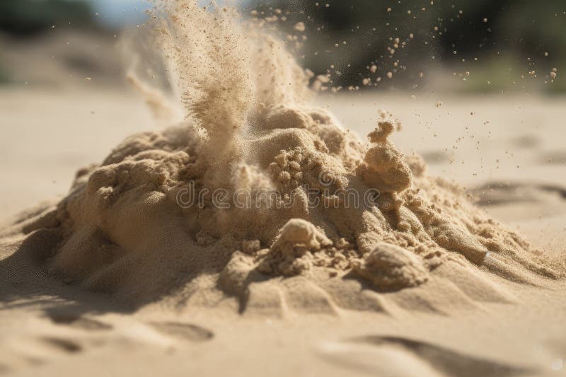Close-up of Sand Explosion, with Individual Grains of Sand Visible ...