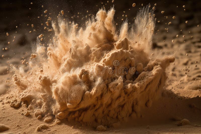 Close-up of Sand Explosion, with Individual Grains Visible Stock ...