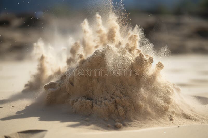 Close-up of Sand Explosion, with Individual Grains of Sand Visible ...