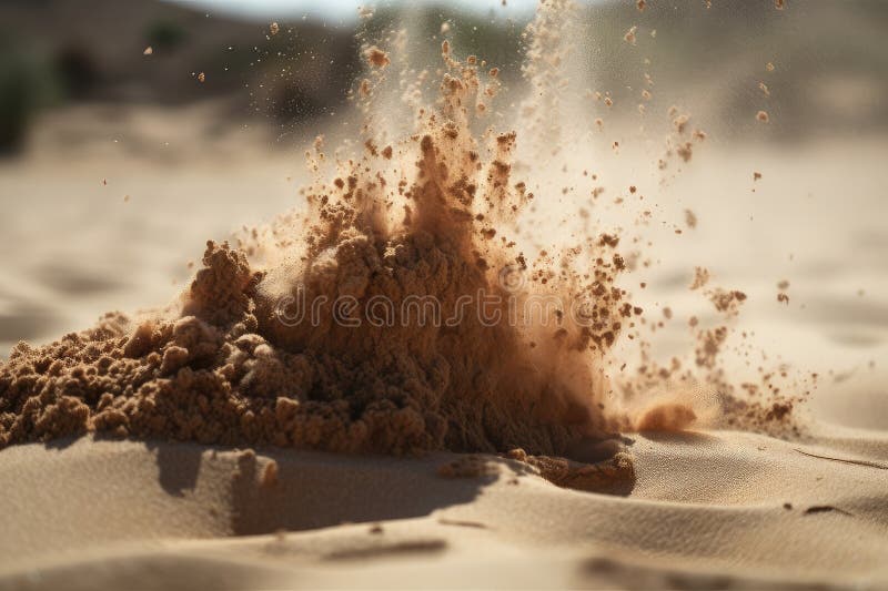 Close-up of Sand Explosion, with Individual Grains of Sand Visible ...