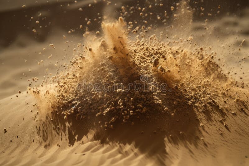 Close-up of Sand Explosion, with Tiny Grains Flying Outwards Stock ...