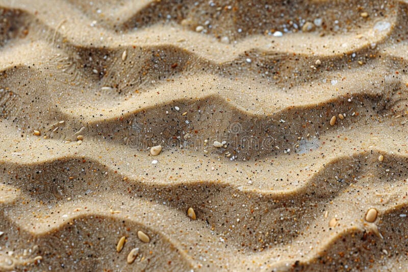 Close-up of Sand Texture with Natural Wave Patterns, Tiny Pebbles, and ...