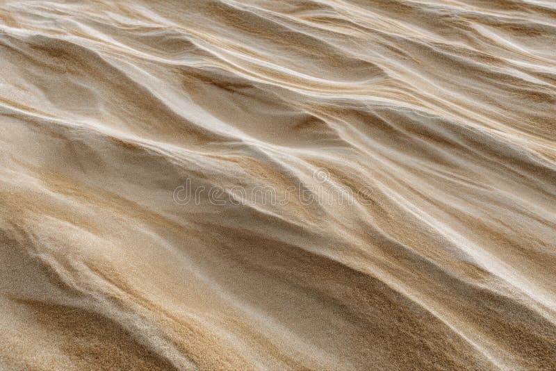 Close Up of Sand Texture with Wavy Patterns Creating Natural Abstract Design. Smooth Surface and ...