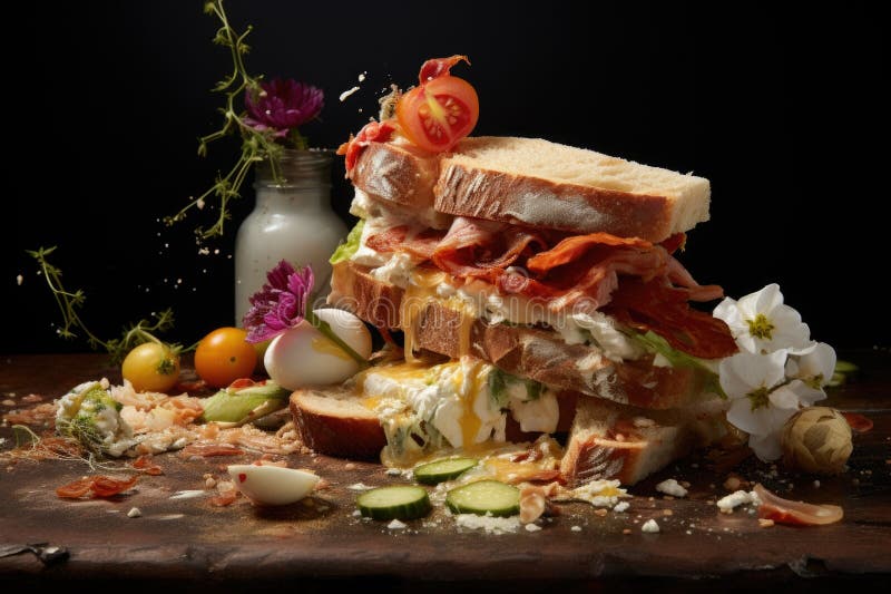 Close-up of a Sandwich with Bite Taken Out Stock Illustration ...
