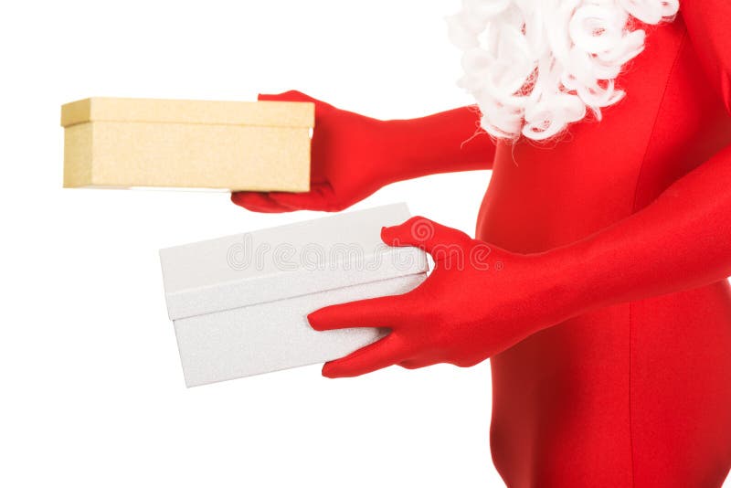 Close Up on Santa Hands Holding Gifts Stock Photo - Image of season ...