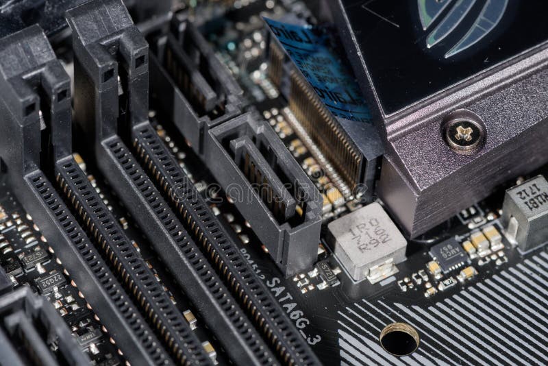 Close-up of Sata Ports on the Motherboard of a Pc Stock Image - Image ...