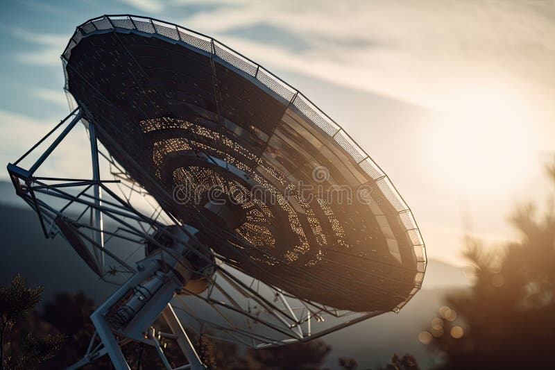 Close-up of Satellite Dish, Beaming Signals To Earth Stock Illustration ...