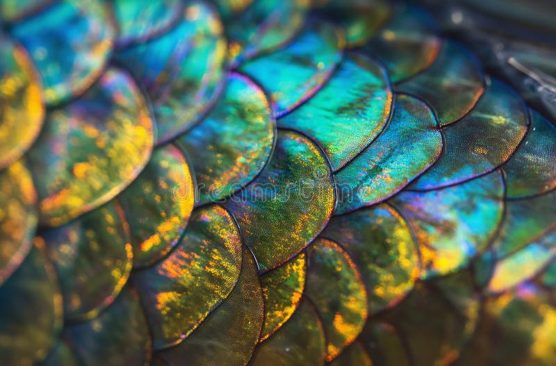 Close-up of the Scales of a Rainbow Fish with Iridescent Colors Stock ...