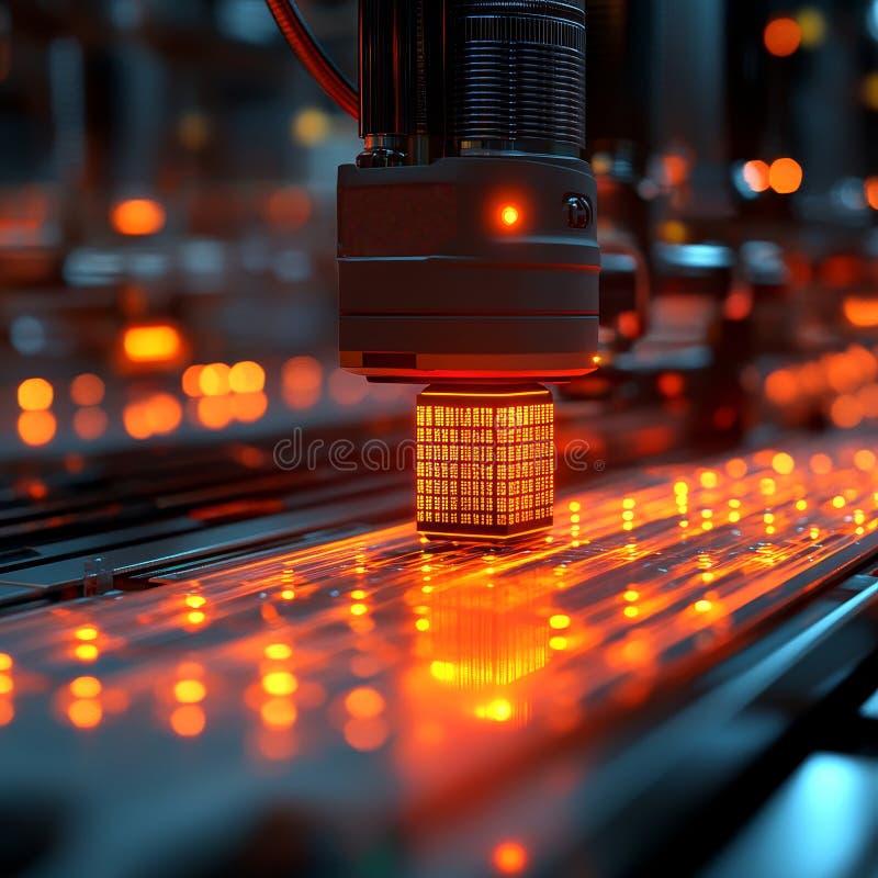 Close Up of Scanner Capturing Inventory with Glowing Lights Stock ...