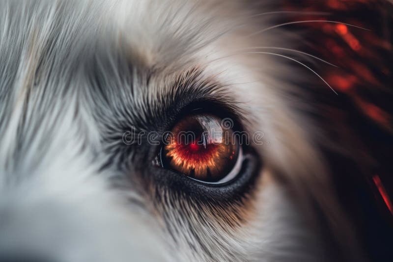 Close Up of Scared Dog Eye with Fireworks Reflection Stock Illustration ...