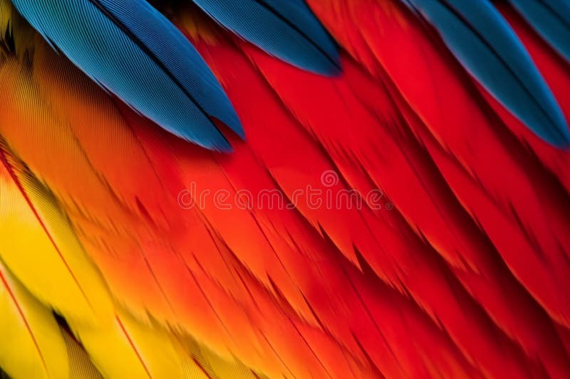 Close Up of Scarlet Macaw Bird S Feather Generative AI. Stock ...