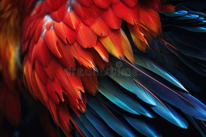 Close Up of Scarlet Macaw Bird S Feathers. AI Generated Stock ...