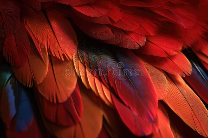 Close Up of Scarlet Macaw Bird S Feathers. AI Generated Stock ...