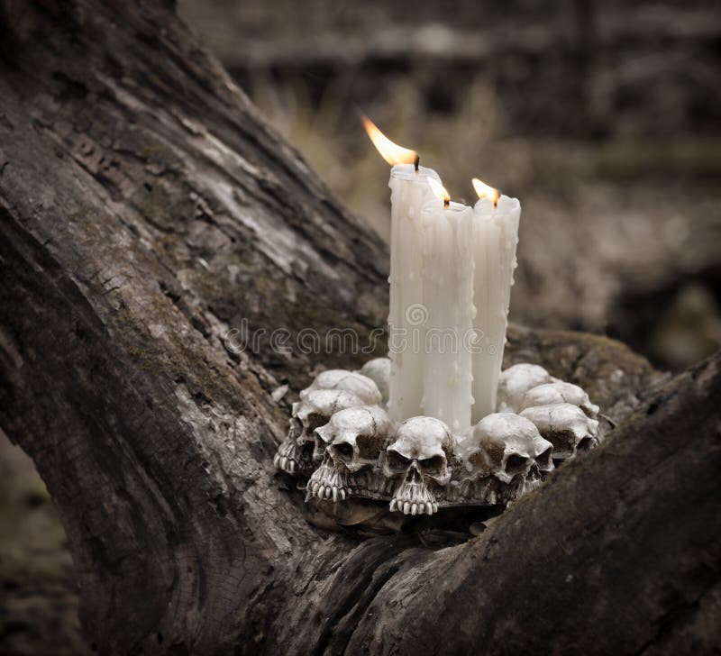 Close Up of Scary Candles in the Forest Stock Image - Image of ...