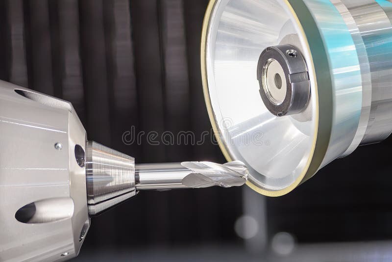 Close Up Scene the Ball Nose End Mill Tool Regrinding Process on ...