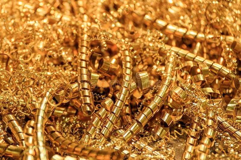 Close-up Scene of the Brass Materials Scrap from Turning Process Stock ...