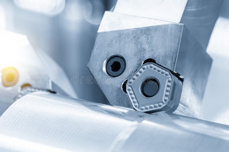 Close Up Scene the Gun Drill Machine Operation in the Light Blue Scene ...