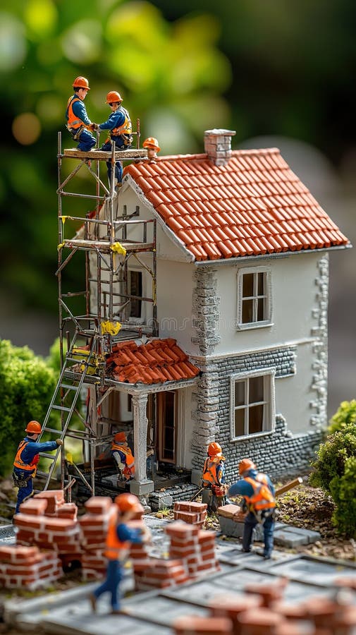 Close-up Scene of Construction Workers Finishing Building a Large Multi ...