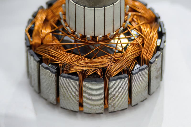 Close Up Scene the Copper Wire on Electric Motor Rotor Stock Photo ...
