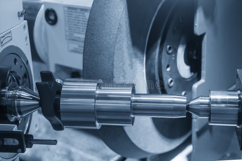 Close Up Scene the Cylindrical Grinding Machine Operation Stock Photo ...