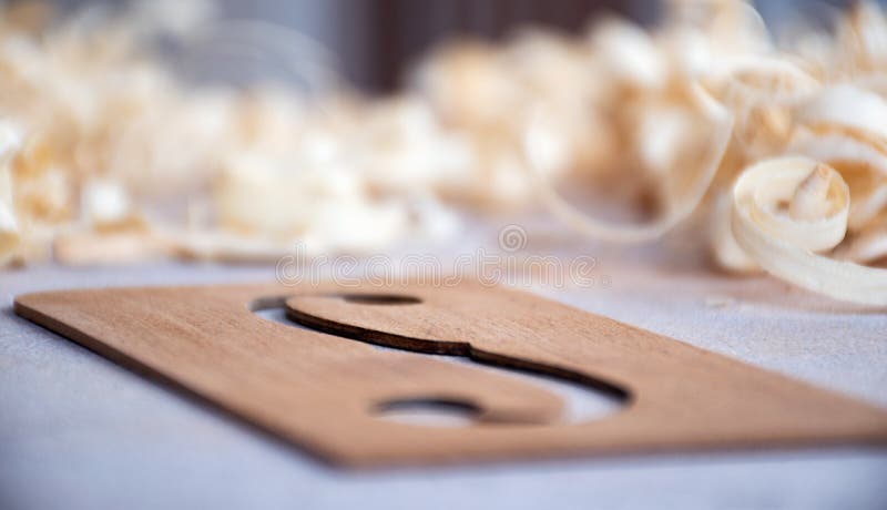 Close-up Scene of the F-hole Template for Cello on the Workbench Stock ...